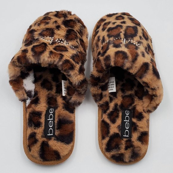 bebe | Shoes | Bebe Plush Leopard Slippers Nwot | Poshmark